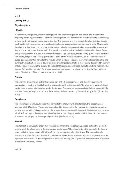 Btec Applied Science Unit 8 Learning Aim C Physiology Of Body Systems Stuvia Uk