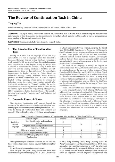 Pdf The Review Of Continuation Task In China