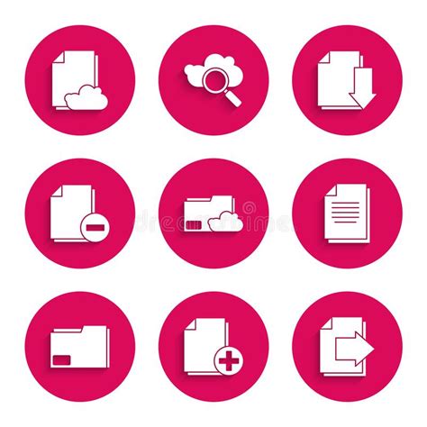 Set Cloud Storage Text Document Folder Add New File Next Page Arrow Document With Minus