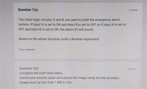 Question 7 A 2 Points Two Input Logic Studyx