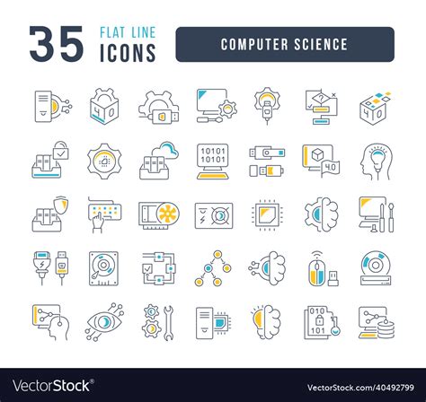 Set Of Linear Icons Of Computer Science Royalty Free Vector