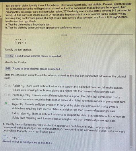 Solved Test The Given Claim Identify The Null Hypothesis Chegg