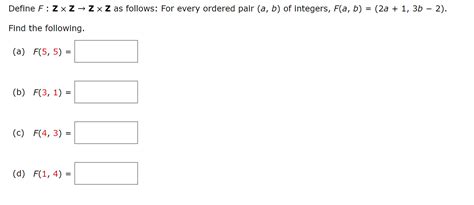 Solved Define F ZZZZ As Follows For Every Ordered Pair Chegg