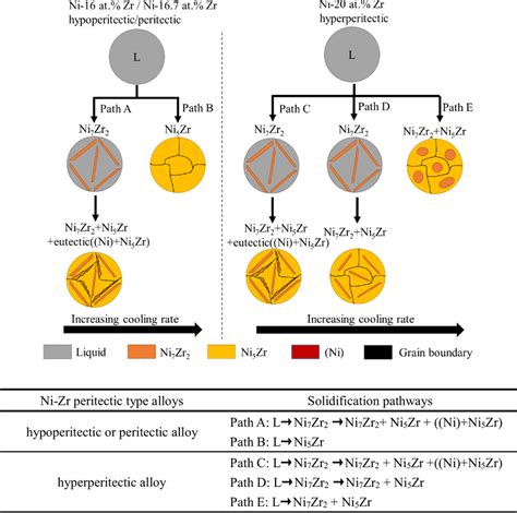 A Summary Of Experimentally Observed Solidification Pathways For Ni Zr