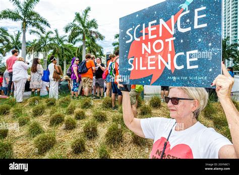 Miami Florida Museum Park March For Science Protest Rally Sign Holding