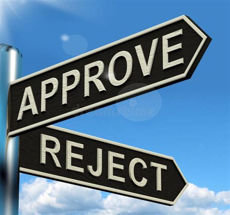 Approve Reject Signpost Showing Decision To Accept Or Decline Stock