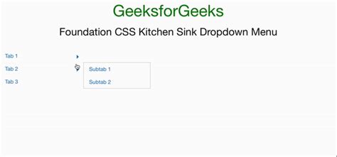 Foundation Css Kitchen Sink Dropdown Menu Geeksforgeeks