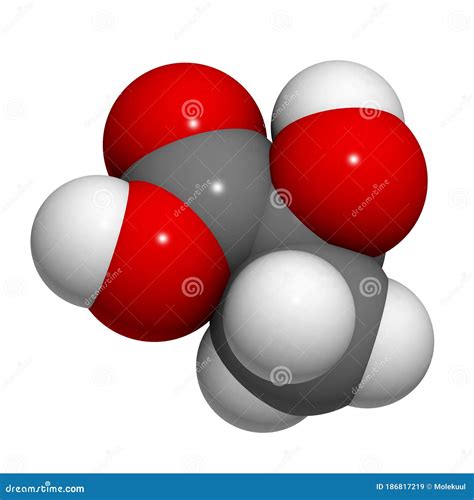 Lactic Acid Aha Alphahydroxy Acid Structural Chemical Formula And Molecule 3d Model Atoms