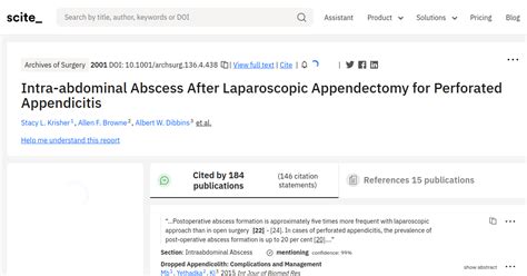 Intra Abdominal Abscess After Laparoscopic Appendectomy For Perforated Appendicitis Scite Report