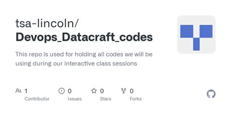 Github Tsa Lincolndevopsdatacraftcodes This Repo Is Used For Holding All Codes We Will Be