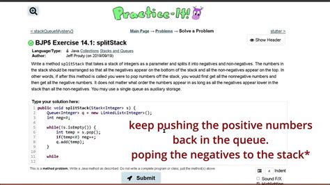 Java Practice It Exercise 141 Splitstack Collections Stacks And