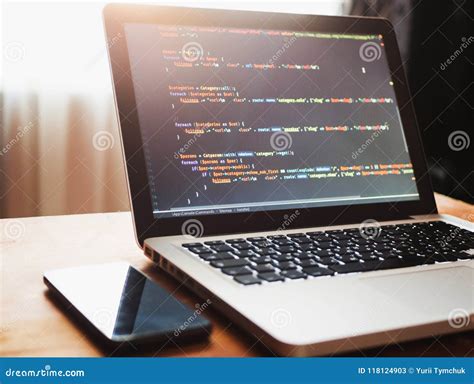 computer code on laptop web developing stock image image of application digital 118124903