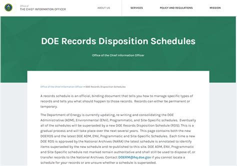 Doe Records Disposition Schedules Department Of Energy