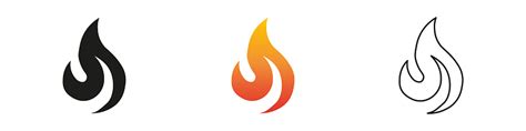 다양한 색상과 모양을 보여주는 독특한 불꽃 디자인 화재 아이콘 벡터 세트입니다 불꽃 아이콘 컬렉션 화재 불꽃 기호입니다 검정 그라데이션 라인 세트 0명에 대한 스톡 벡터