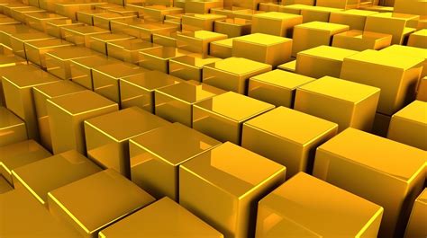 큐브 배경 3d — 금색 사각형 벽지 장식을 위한 황금색 큐브가 있는 3d 추상 배경 고화질 사진 사진 배경 일러스트 및