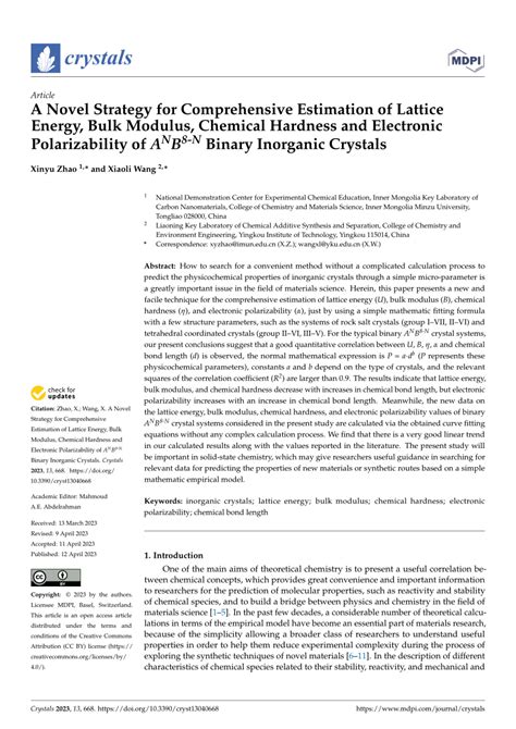 Pdf A Novel Strategy For Comprehensive Estimation Of Lattice Energy