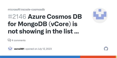 Azure Cosmos Db For Mongodb Vcore Is Not Showing In The List Of Databases · Issue 2146