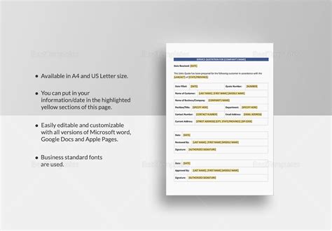 Service Quotation Template In Word Google Docs Apple Pages