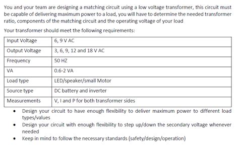 Solved You And Your Team Are Designing A Matching Circuit