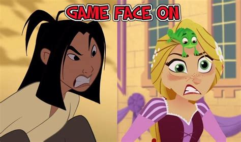 Game Face Mulan Vs Rapunzel Disney Tangled Tangled Before Ever After Anime
