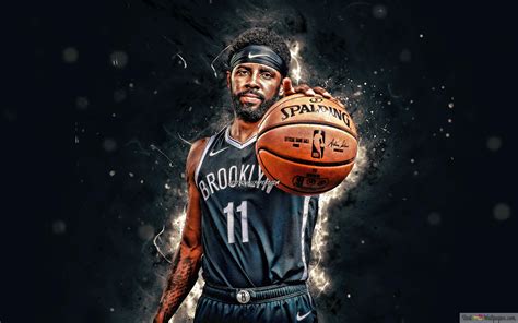 Kyrie Irving Black Background And Basketball In Hand 4k Wallpaper Download