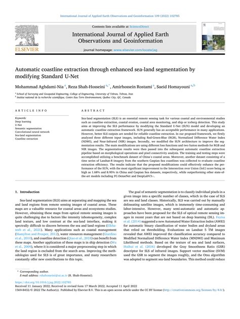 Pdf Automatic Coastline Extraction Through Enhanced Sea Land Segmentation By Modifying