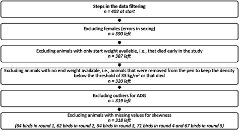 overview of the steps in the data filtering and resulting sample sizes