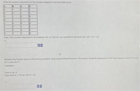 Solved Write The Minterm Expansion For The Function Detailed Chegg Com