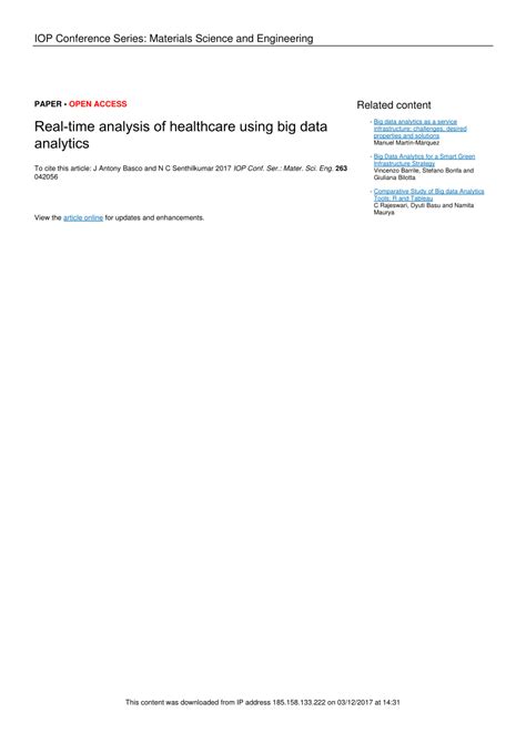 Pdf Real Time Analysis Of Healthcare Using Big Data Analytics