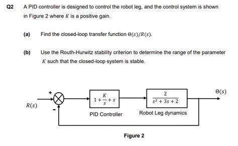 Solved 2 A Pid Controller Is Designed To Control The Robot