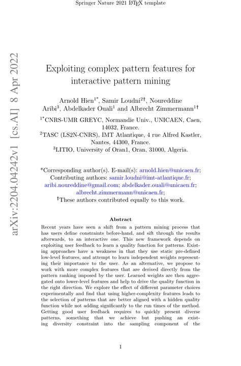 Pdf Exploiting Complex Pattern Features For Interactive Pattern Mining