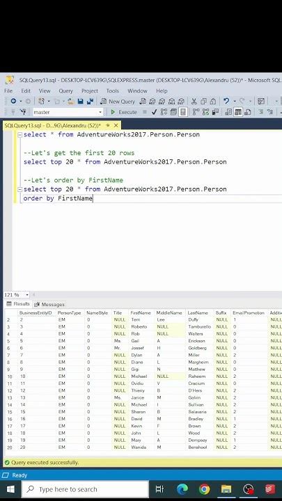 Sql Server Beginner Topn And Order By Sql Sqlserver Sqltips