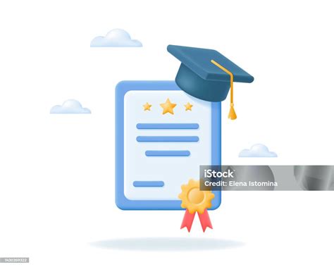 3d 디플로마 또는 수료증 및 대학원 모자 교육 대학 또는 대학 졸업 개념 메달에 대한 스톡 벡터 아트 및 기타 이미지 메달 벡터 학생 Istock