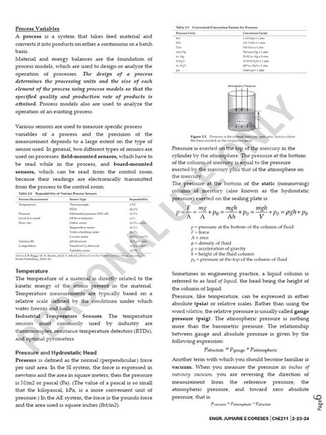 Che Calc Process Variables Pdf Pressure Measurement Pressure