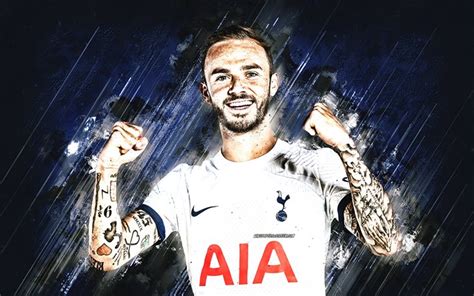 다운로드 제임스 매디슨 토트넘 홋스퍼 영국 축구 선수 미드 필더 블루 스톤 배경 프리미어 리그 영국 축구 바탕 화면