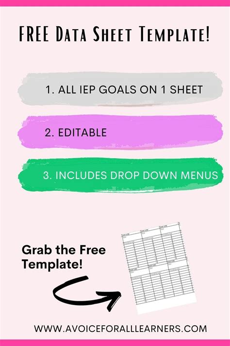 Free Data Sheet Template For IEP Goal Data Co Teaching Special Education Resources