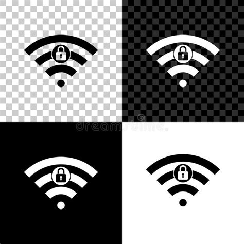 Wifi Locked Sign Icon Isolated On Black White And Transparent Background Password Wi Fi Symbol