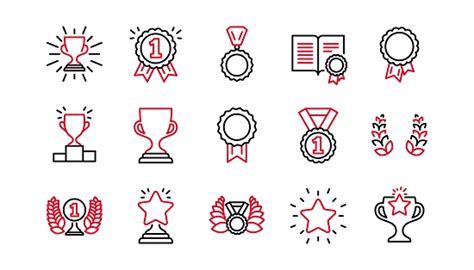 어워드 라인 아이콘입니다 우승자 메달 승리 컵 및 트로피 보상 선형 아이콘 집합입니다 벡터 Championship에 대한 스톡 벡터 아트 및 기타 이미지 Istock