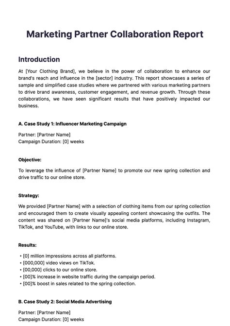 Free Marketing Partner Collaboration Report Template To Edit Online
