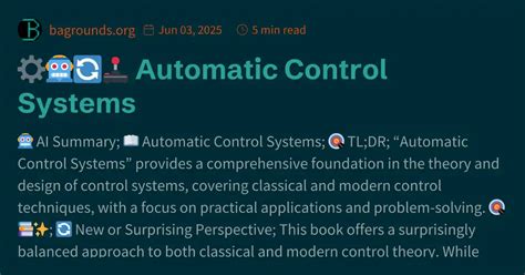 ⚙️🤖🔄🕹️ Automatic Control Systems