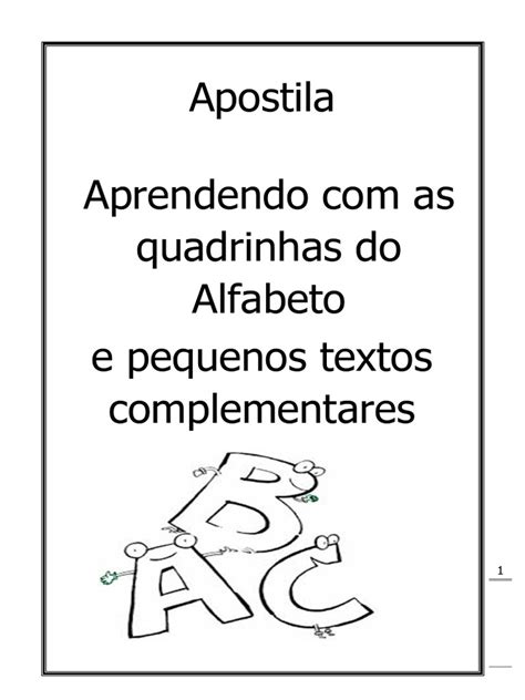 Apostila Alfabeto Em Quadrinha Pdf