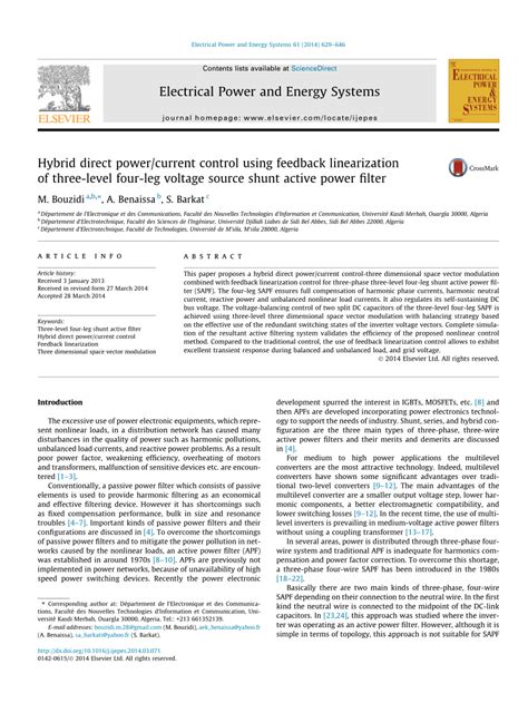 Pdf Hybrid Direct Powercurrent Control Using Feedback Linearization