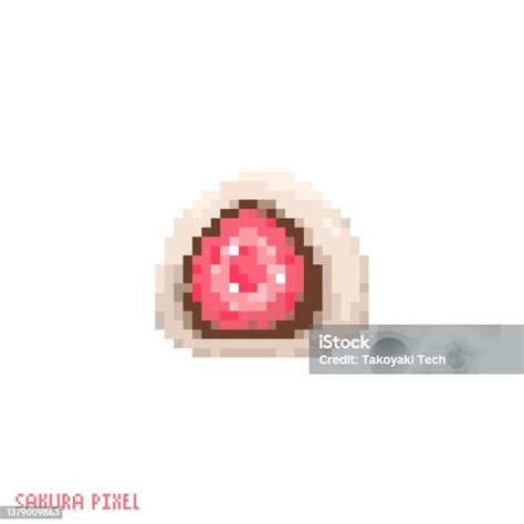 픽셀 아트 딸기 모치 이치고 아이콘 벡터 8 비트 스타일 일러스트 의 아시아 딸기 다이후쿠 16에 대한 스톡 벡터 아트 및 기타 이미지 Istock