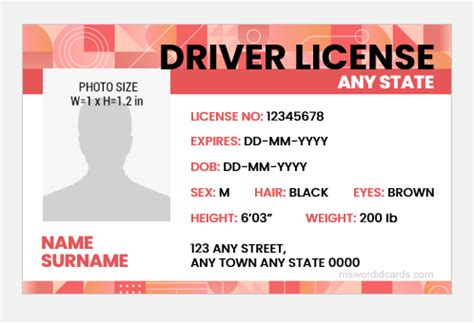 Driver License Id Card Templates For Word Edit And Print