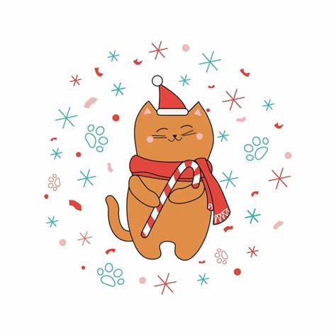 Premium Vector Cartoon Cat And Candy