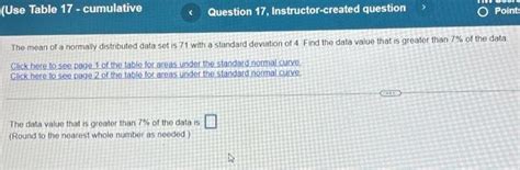 Solved The Mean Of A Normally Distributed Data Set Is 71