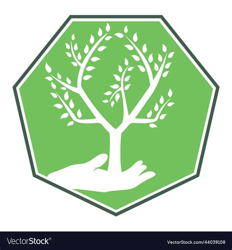Tree In Hand Logo Design Royalty Free Vector Image