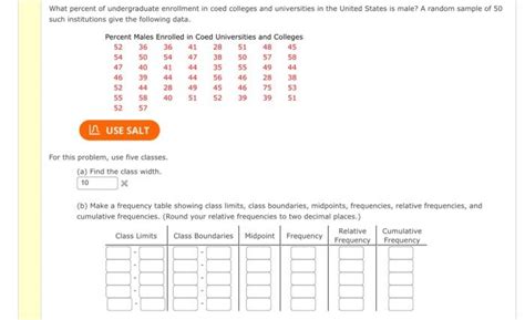 solved please illustrate a frequency table showing class