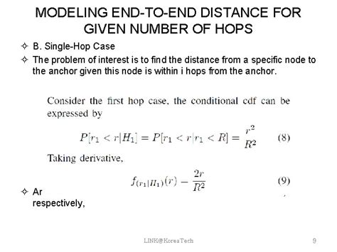 Modeling Endtoend Distance For Given Number Of Hops