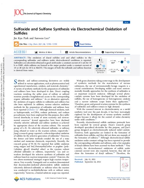 Pdf Sulfoxide And Sulfone Synthesis Via Electrochemical Oxidation Of
